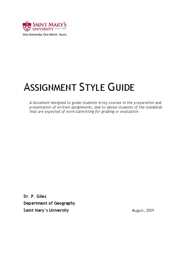 Assignment Style Guide | PDF | Citation | Proofreading