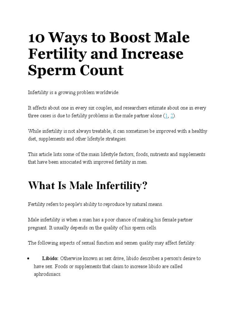 10 Ways To Boost Male Fertility and Increase Sperm Count | PDF ...