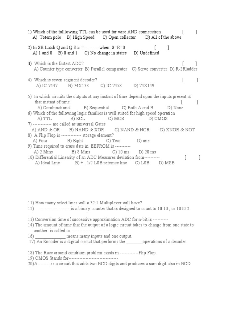 LDICA Ques - Paper | Download Free PDF | Logic Gate | Analog To Digital Converter