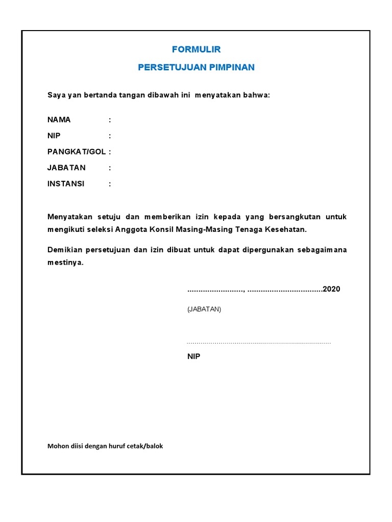 Formulir Persetujuan Pimpinan | PDF