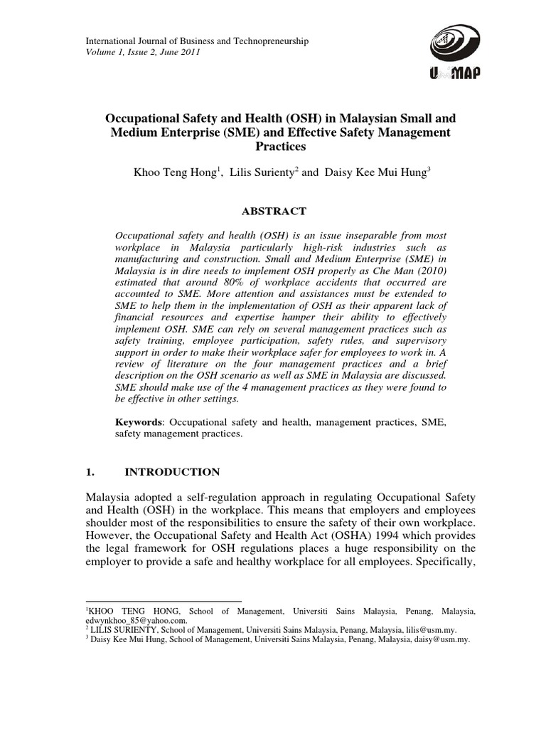 OSHA Artical 1 PDF | PDF | Occupational Safety And Health | Small And ...