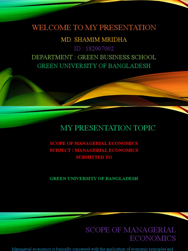 Managerial Economic Presentation Pdf Profit Economics Economics