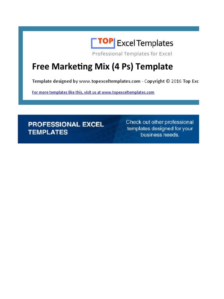 Free Marketing Mix (4 PS) Template | PDF | Marketing | Brand