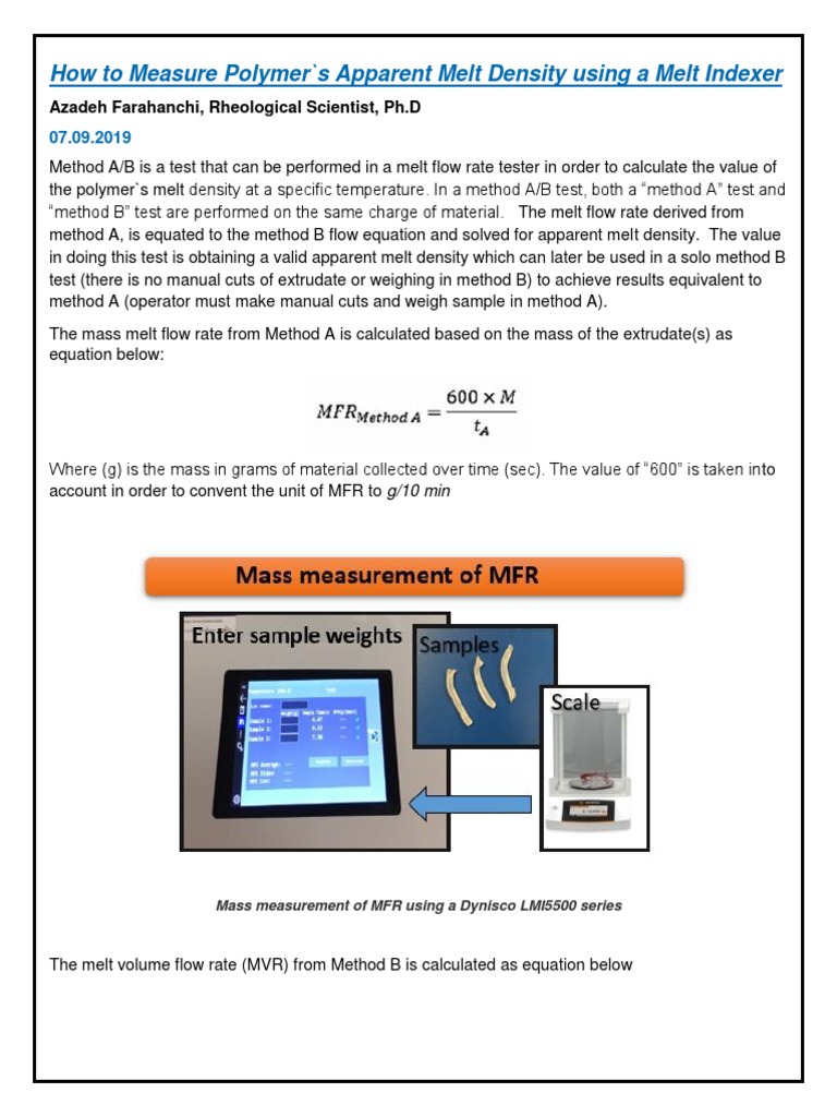 How To Measure Polymer's Apparent Melt Density Using A Melt Indexer ...