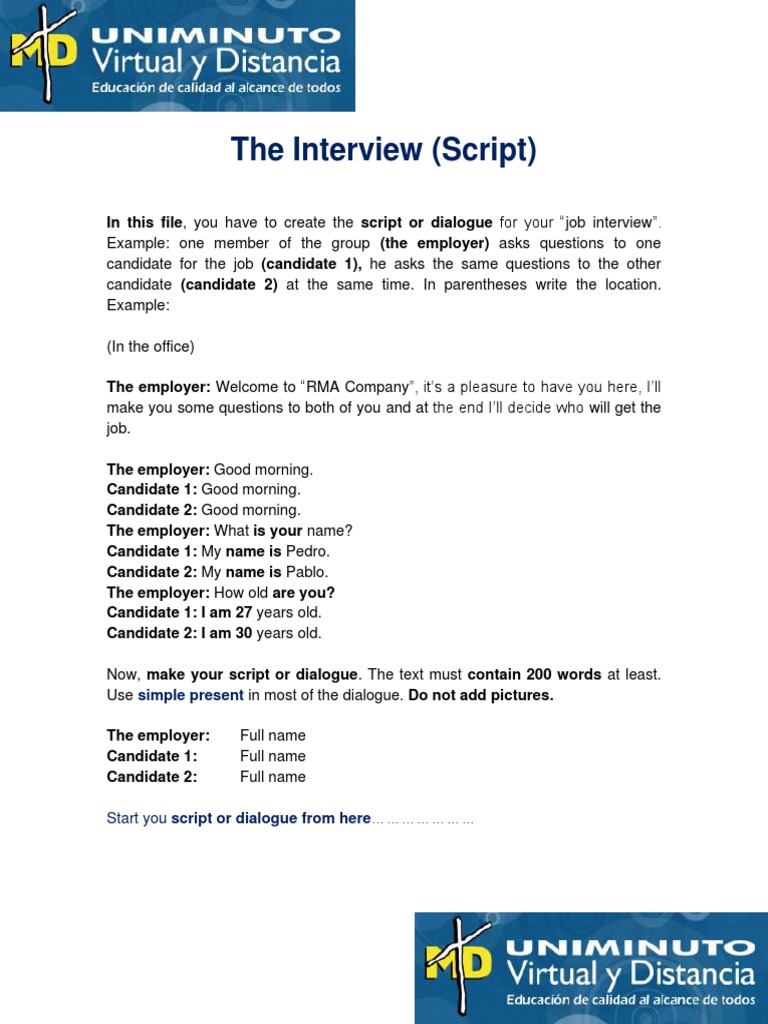 The Interview (Script) : Simple Present | PDF