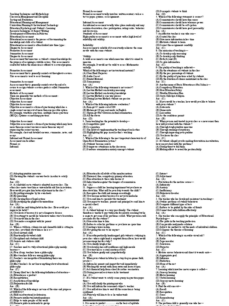 Professional Test Mcqs | Download Free PDF | Educational Assessment ...