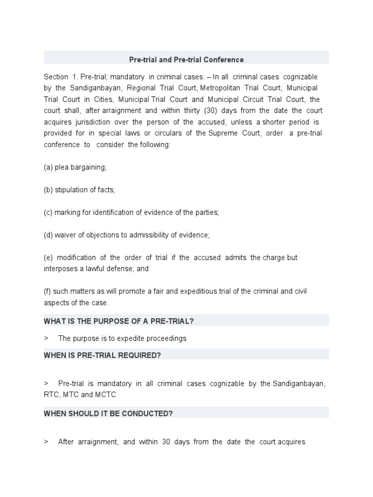 Pre Trial and Prelim Conf | PDF | Witness | Trials
