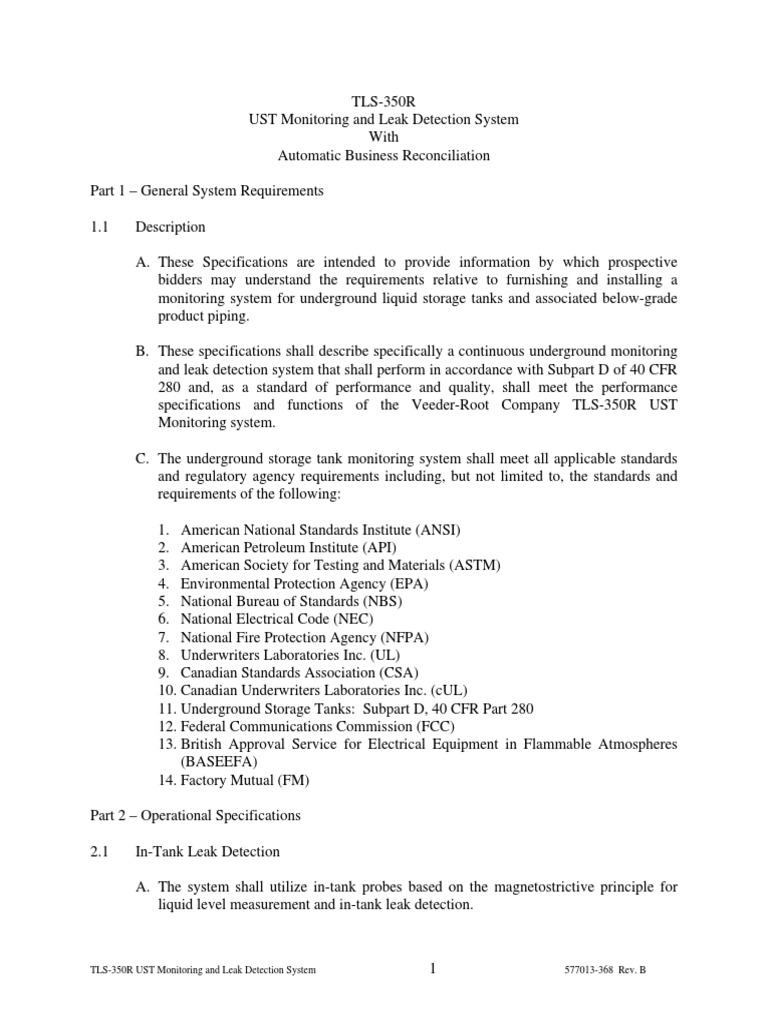 TLS-350R UST Monitoring and Leak Detection System 577013-368 Rev. B ...