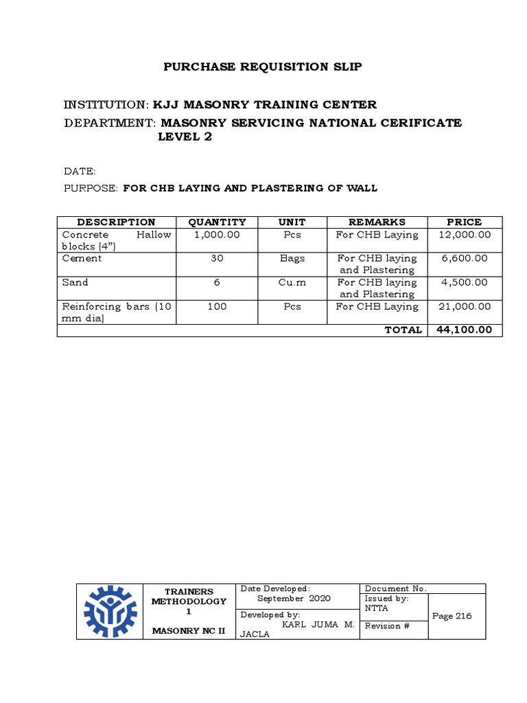 10 Purchase Requisition Slip