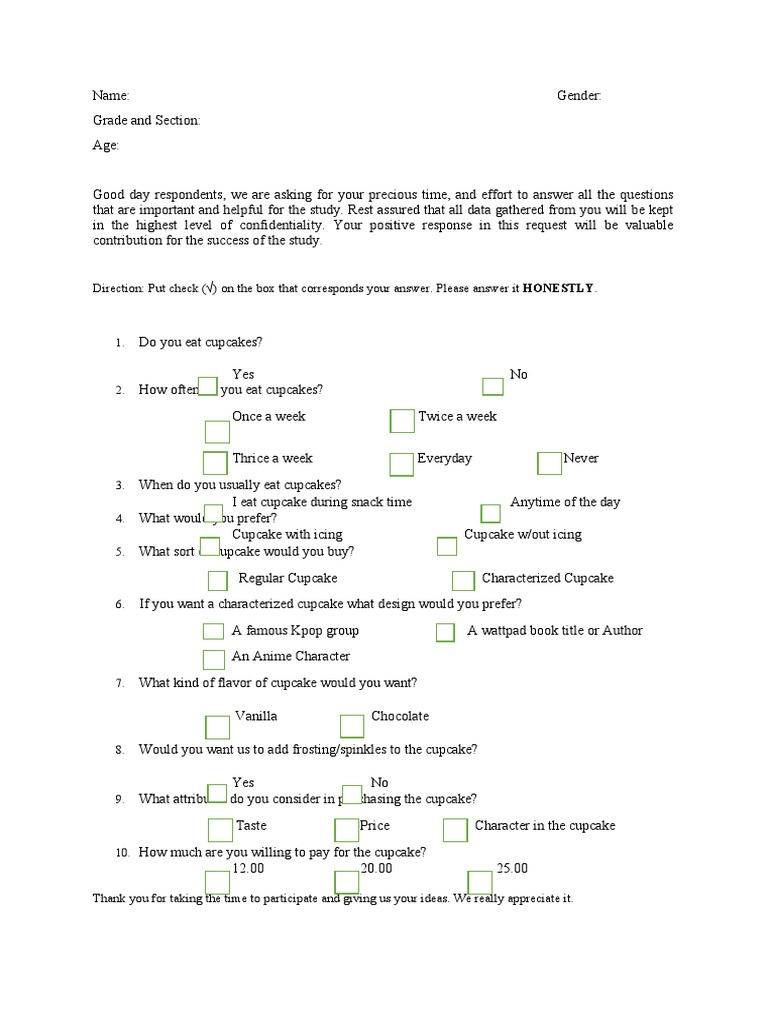Direction: Put Check ( ) On The Box That Corresponds Your Answer. Please Answer It HONESTLY | PDF