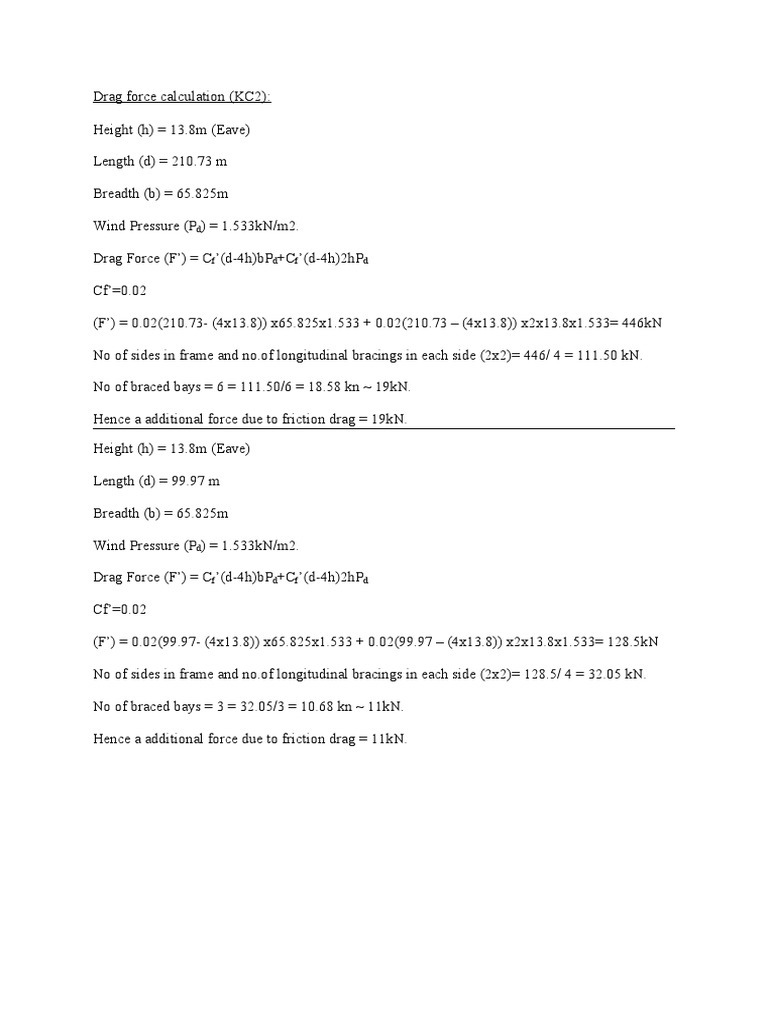 Drag Force Calculation - kc2 | PDF