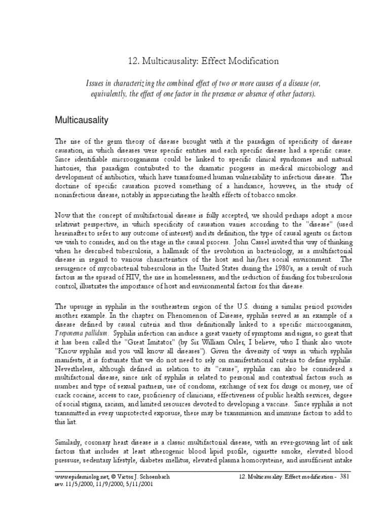 Multicausality: Effect Modification | PDF | Epidemiology | Confounding
