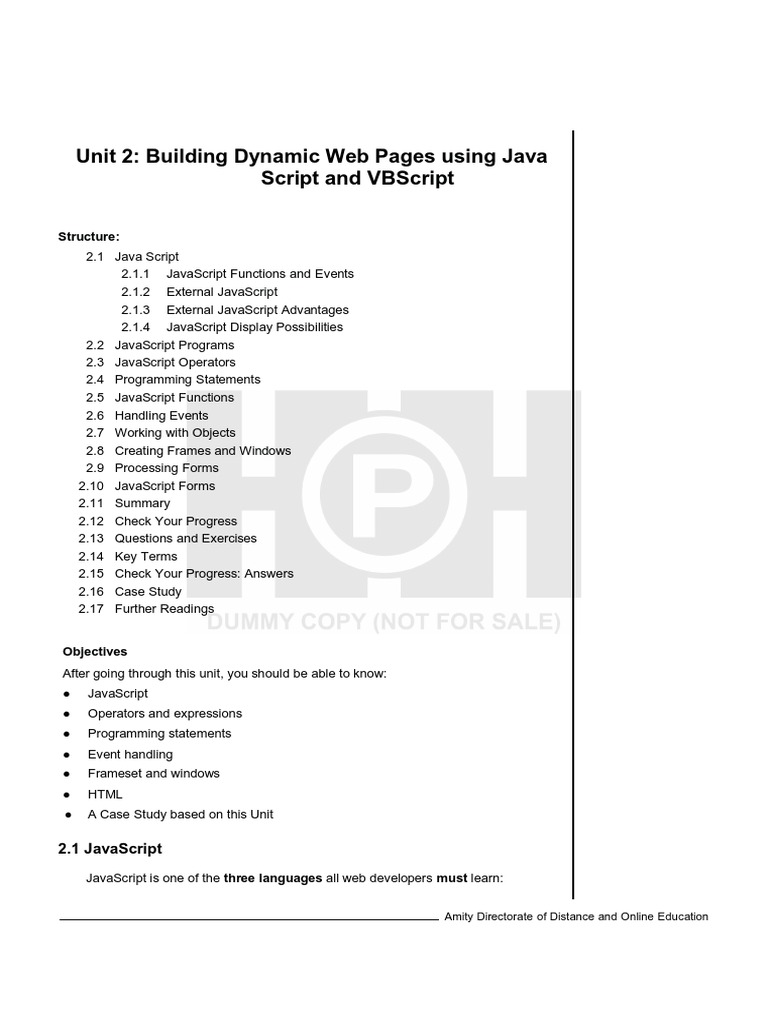 JavaScript for Dynamic Web Pages | PDF | Java Script | Subroutine