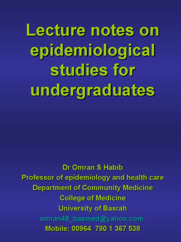 Lecture Notes On Epidemiological Studies For Undergraduates | PDF ...