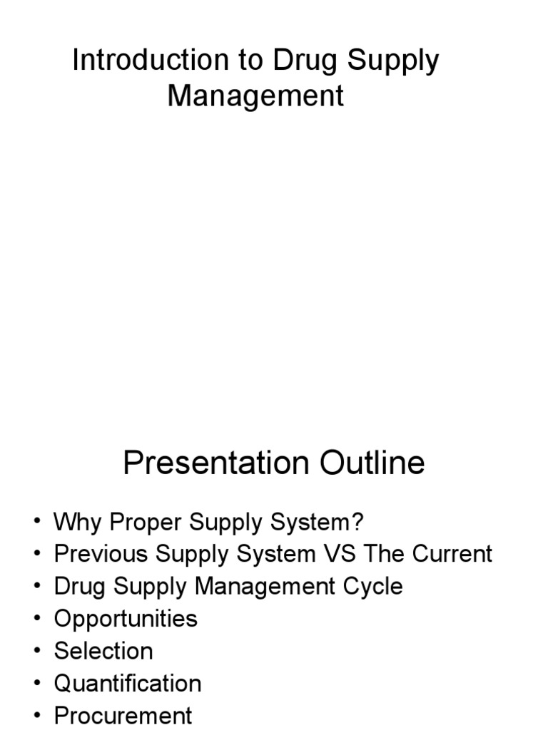 Introduction To Drug Supply Management | PDF | Procurement | Inventory