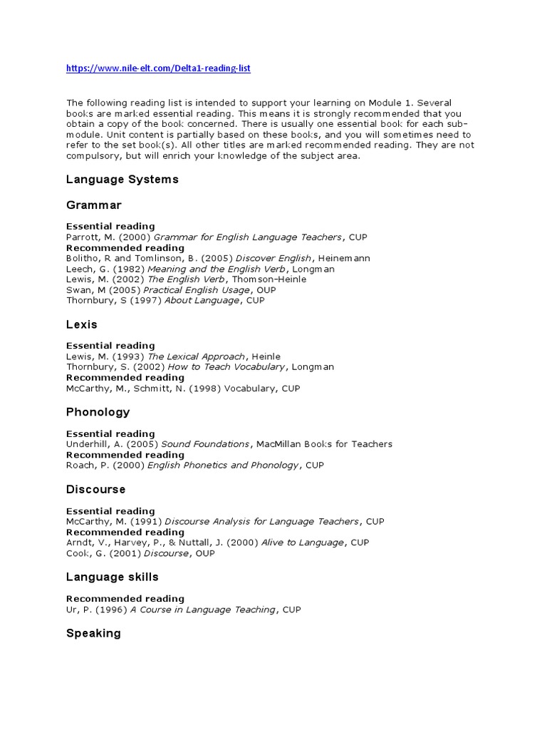 DELTA Module 1 Book List | PDF | Language Education | Oxford University ...