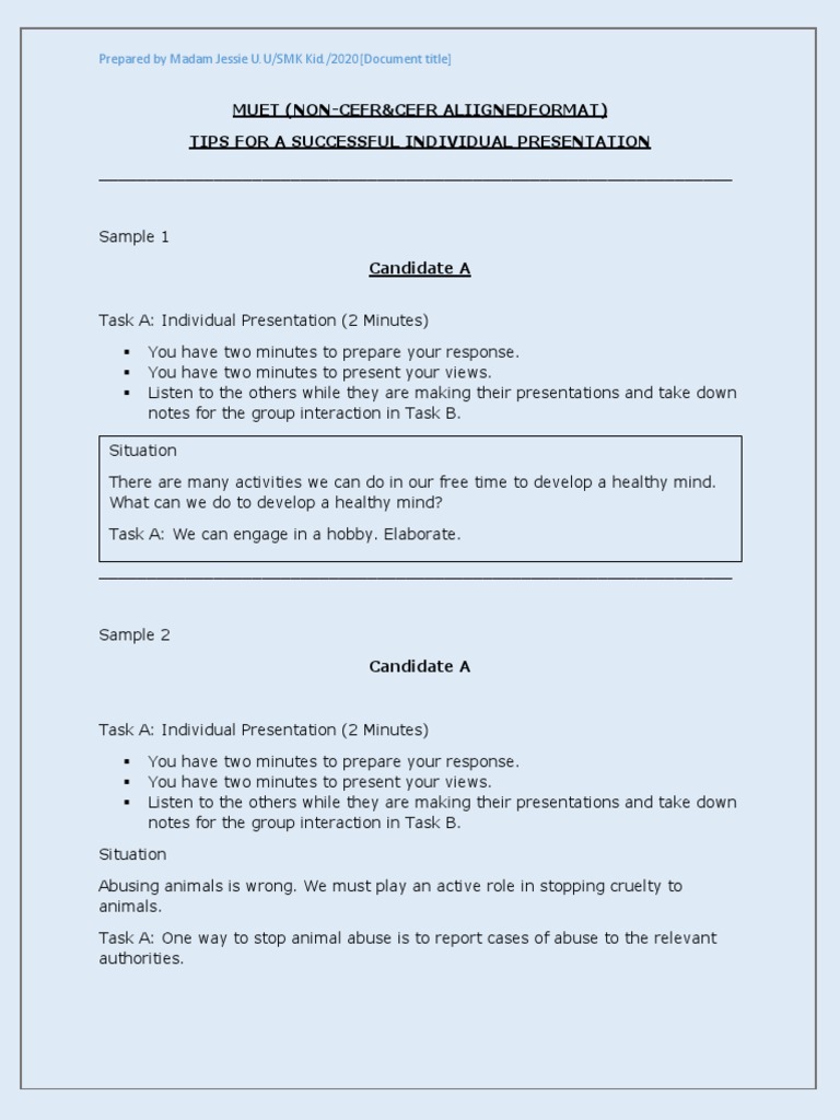 Tips For MUET Speaking September 2020 | PDF | Cruelty To Animals | Hobbies