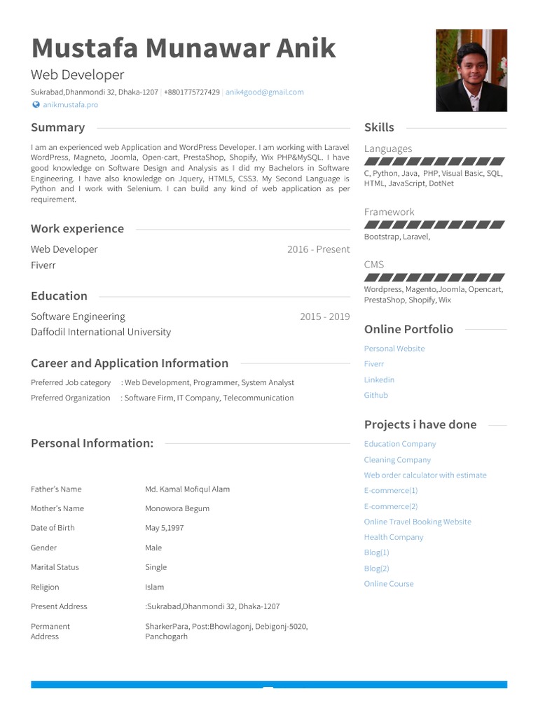 Anik Mustafa Resume | PDF | Word Press | Joomla