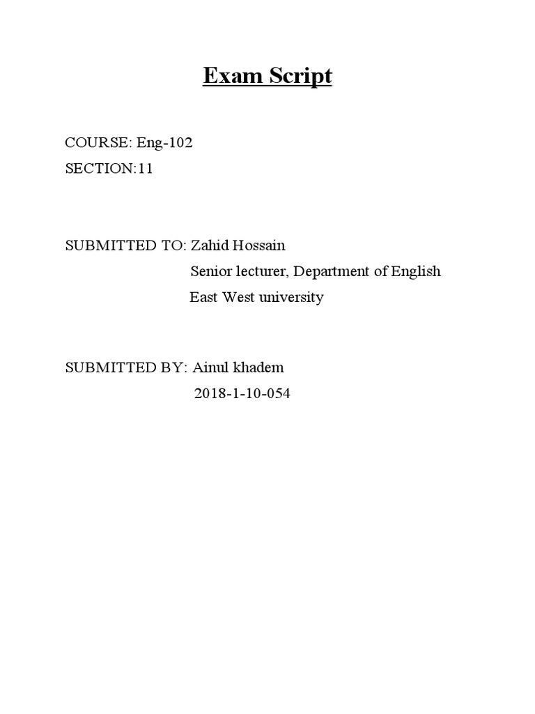 Ainul Khadem, Exam Script | PDF | Tobacco | Teachers