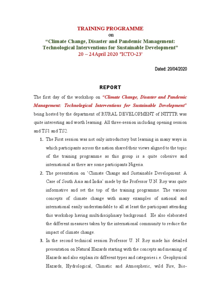 1 Workshop Report | PDF | Sustainable Development | Wellness
