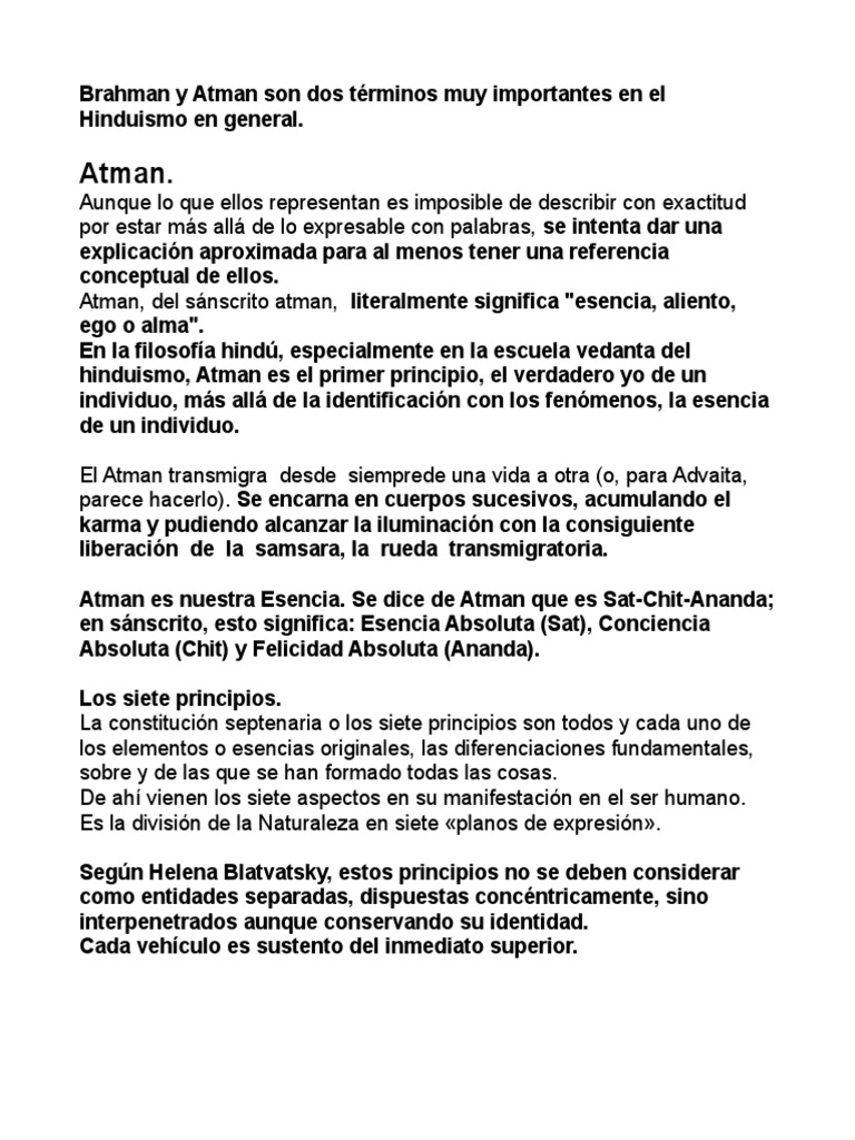 Atman y Bahman | PDF | Mantman (hinduismo) | brahmán