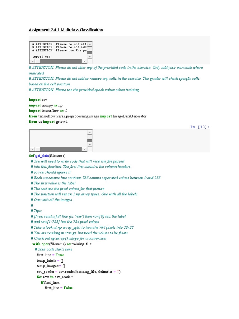 Assignment 2.4.1 Multiclass Classification | PDF | Comma Separated Values | Data
