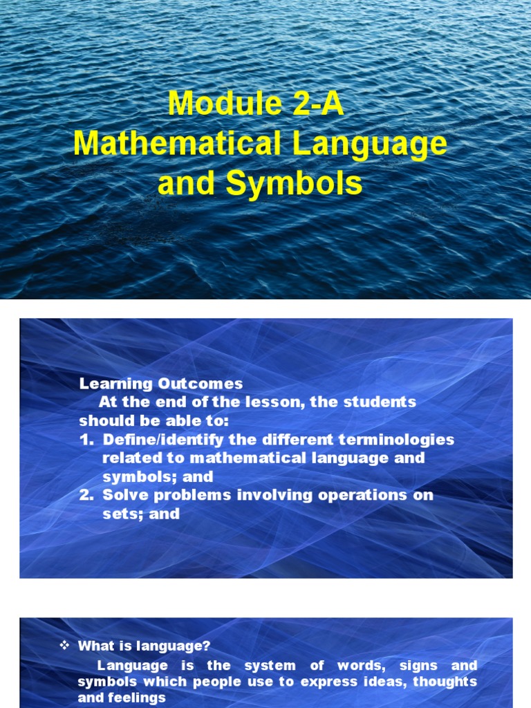 Module 2: Mathematical Language & Symbols | PDF | Set (Mathematics ...