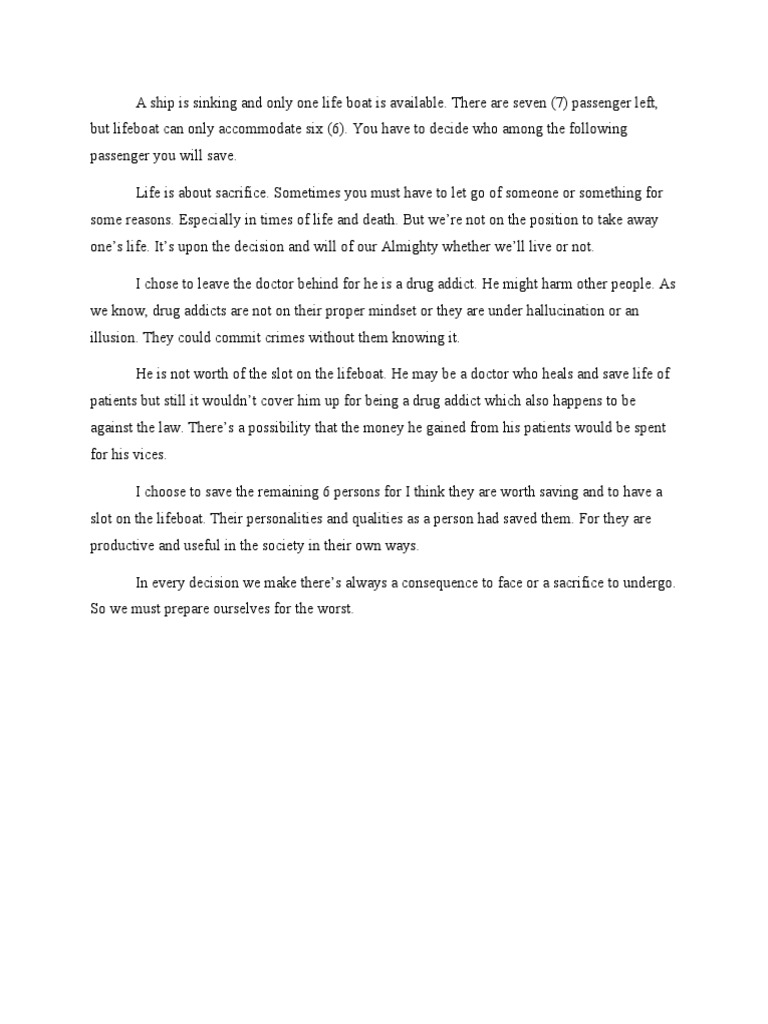 Lifeboat dilemma: Choosing who to save when space is limited | PDF