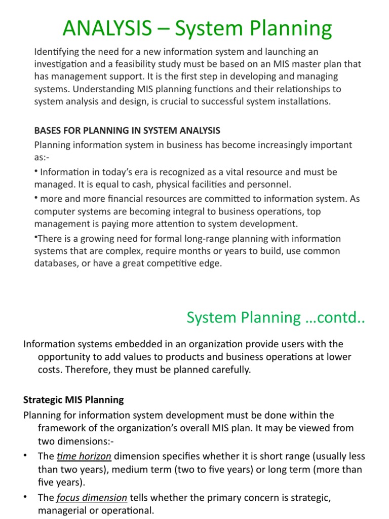 ANALYSIS - System Planning & Initial Investigation | PDF | System ...