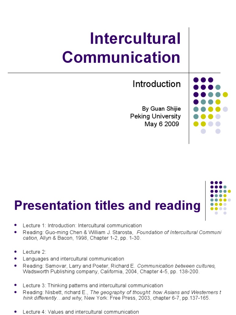 Intercultural Communication: Peking University May 6 2009 | PDF | Cross ...