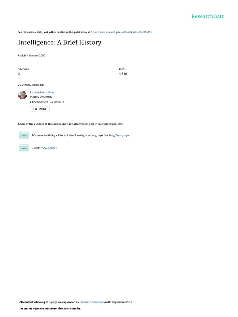 Intelligence: A Historical Overview | PDF | Intelligence Quotient ...
