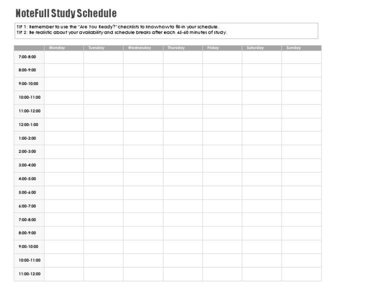 NoteFull Study Schedule Template PDF | PDF