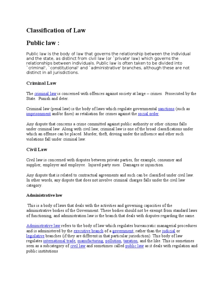 Classification of Law | PDF | Precedent | Crime & Violence