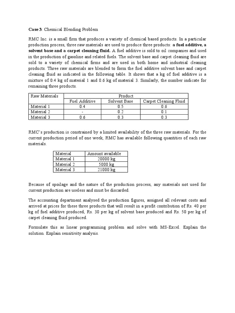 Case 3: Chemical Blending Problem | PDF