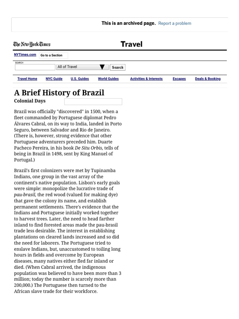 A Brief History of Brazil - New York Times | PDF | Brazil