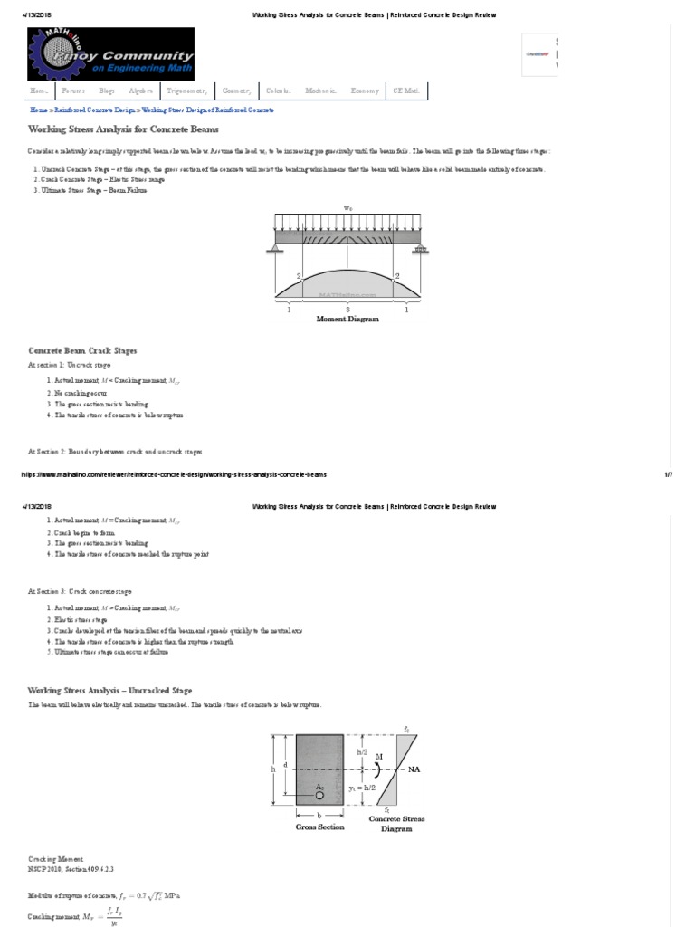 Working Stress Analysis For Concrete Beams: Start Download - View PDF ...
