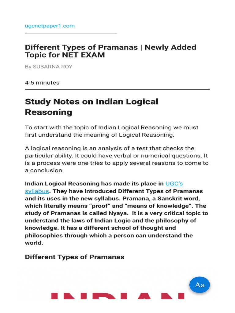 Types of Pramanas in Indian Logic | PDF | Metaphilosophy | Perception