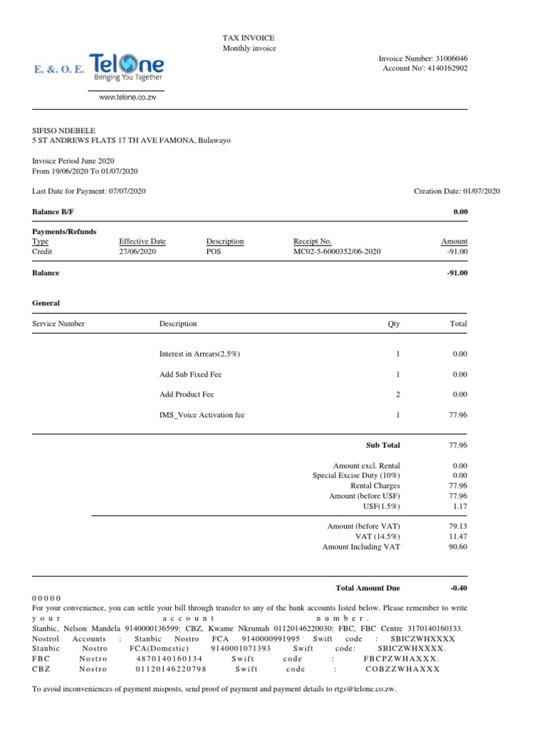 Balance B/F 0.00 Payments/Refunds | PDF | Payments | Invoice