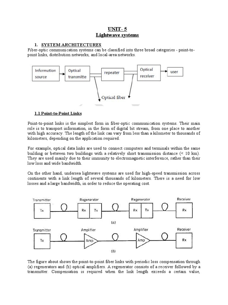 Unit-5 Lightwave Systems: 1. System Architectures | PDF | Network ...