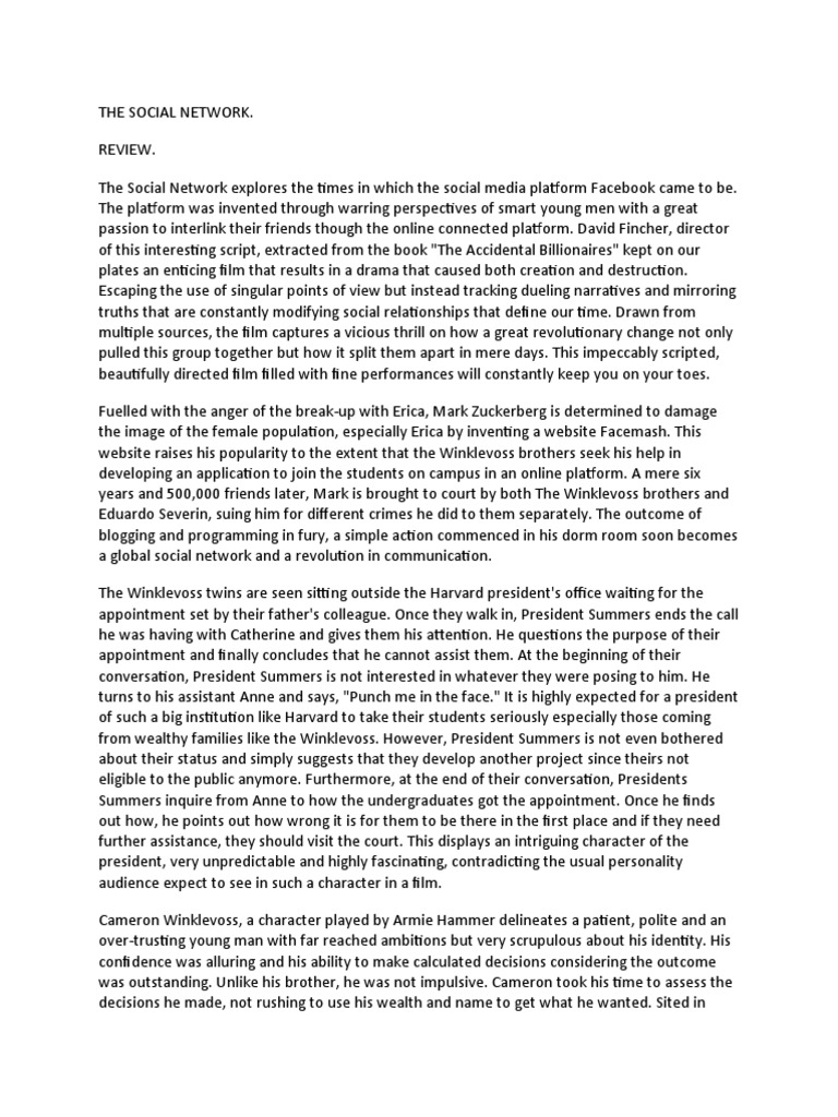 The Social Network film review | PDF