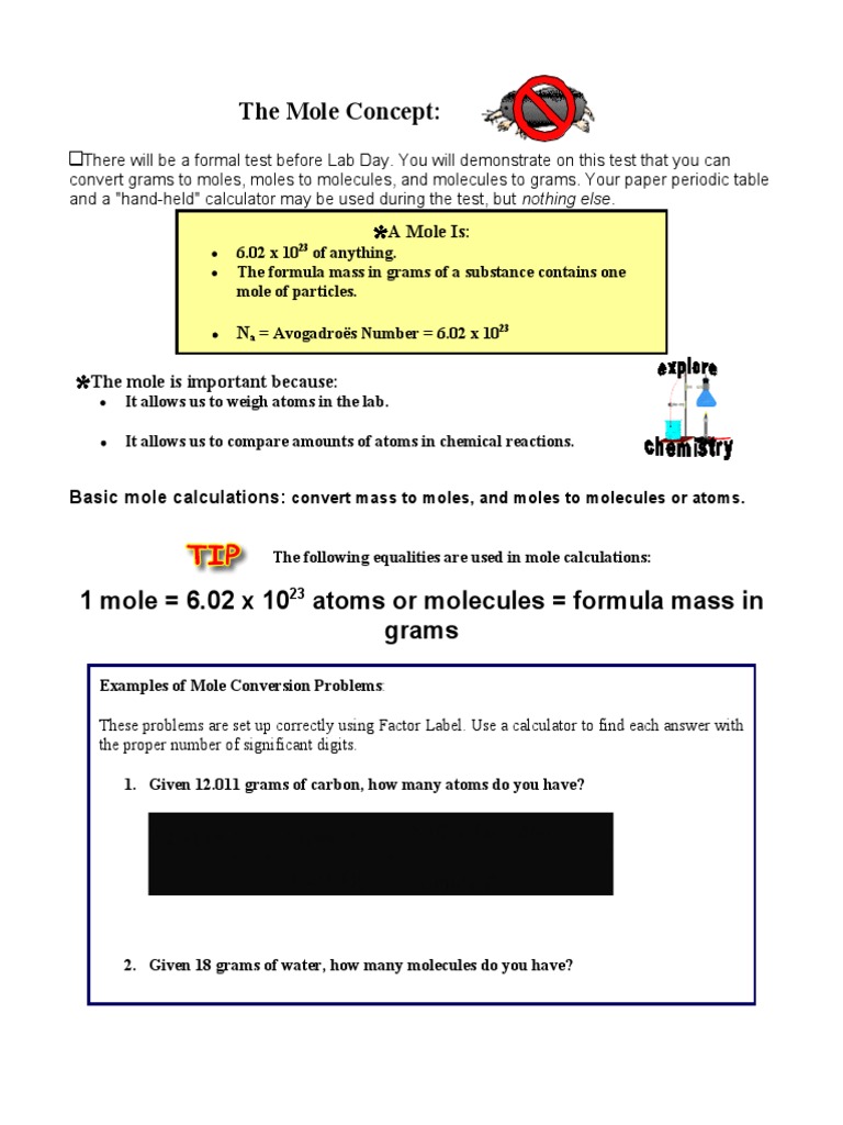 The Mole Concept | PDF | Mole (Unit) | Molecules