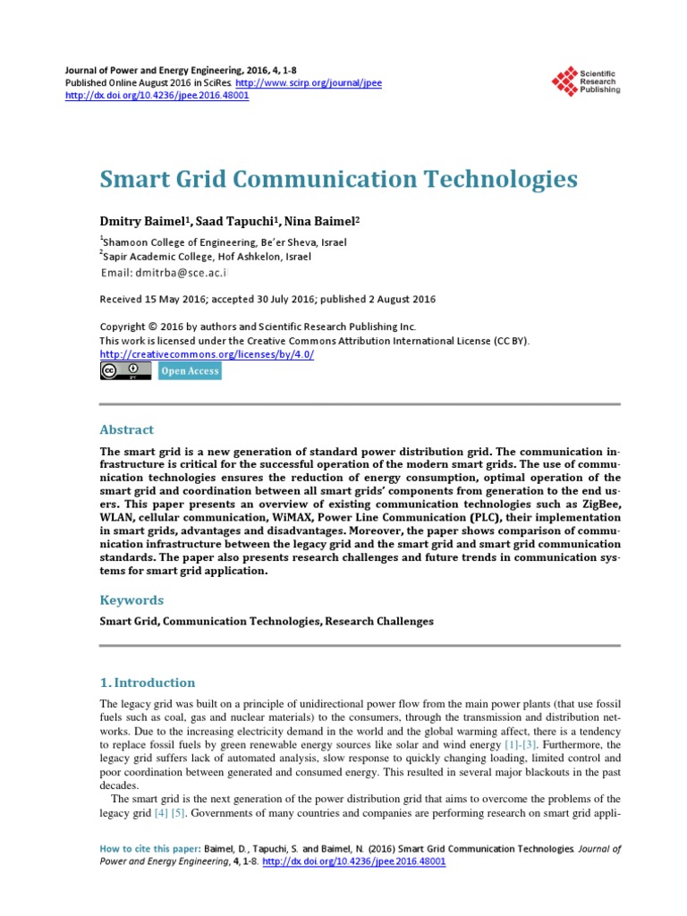 4 Smart Grid Communication Technologies Pdf Smart Grid Electrical