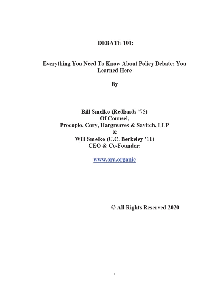 Debate 101 | PDF | Social Institutions | Social Science