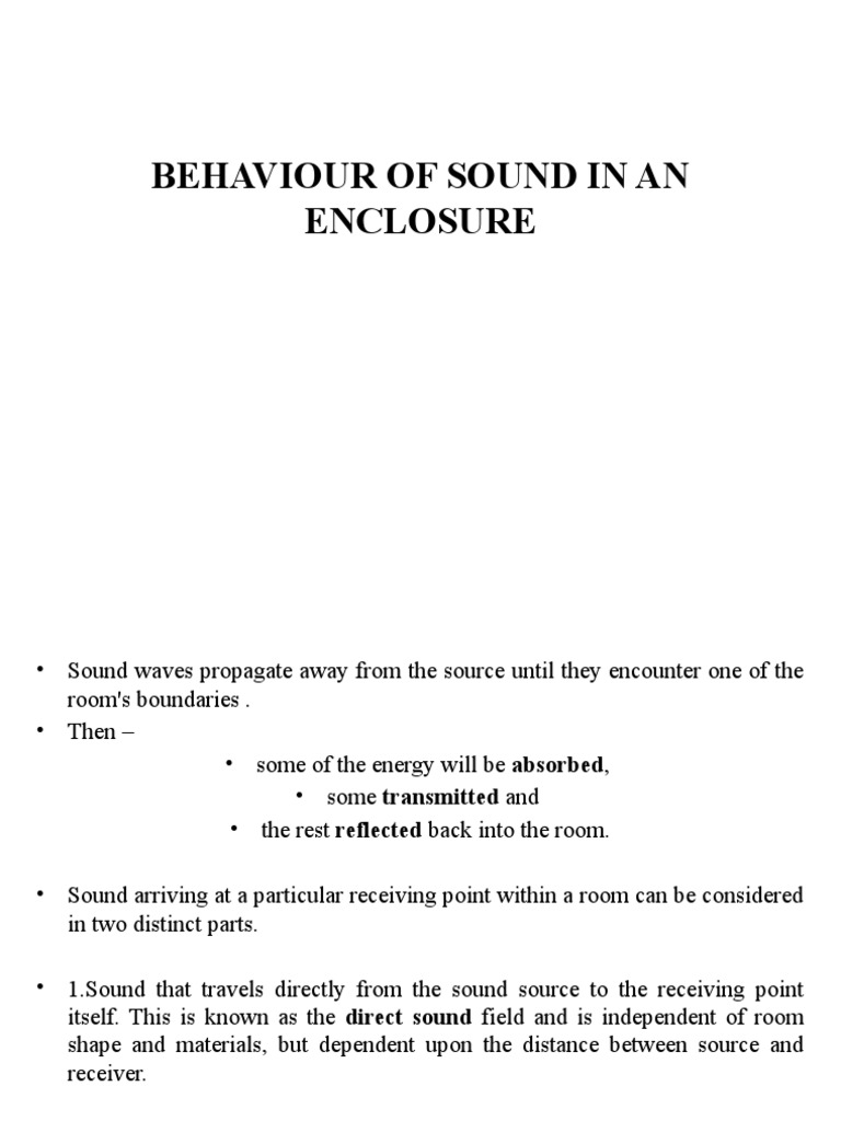 Acoustics-2 (Sound in Enclosed Spaces) | PDF | Reflection (Physics) | Sound