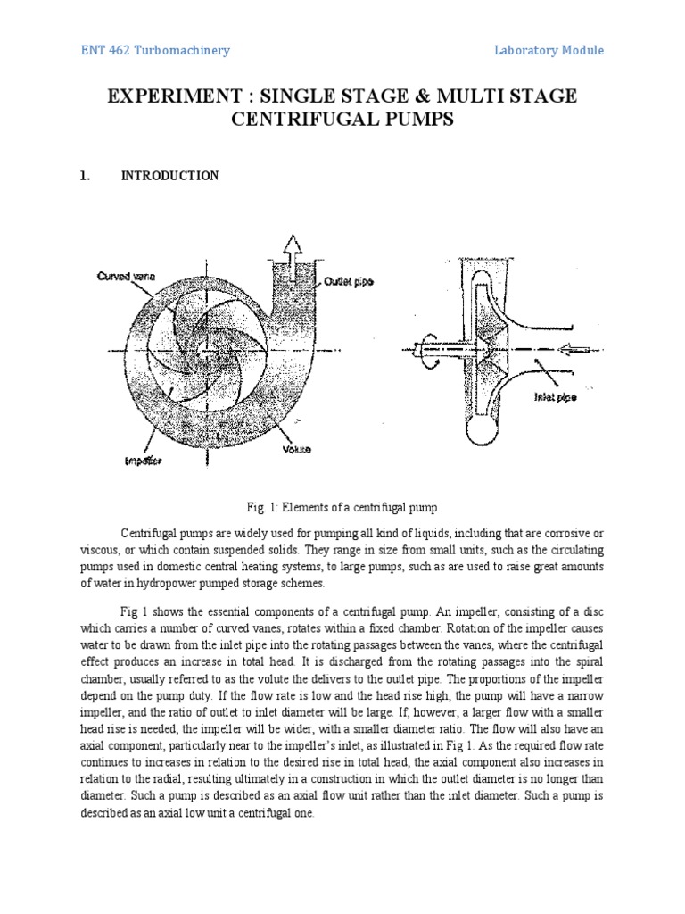 Experiment: Single Stage & Multi Stage Centrifugal Pumps: ENT 462 ...