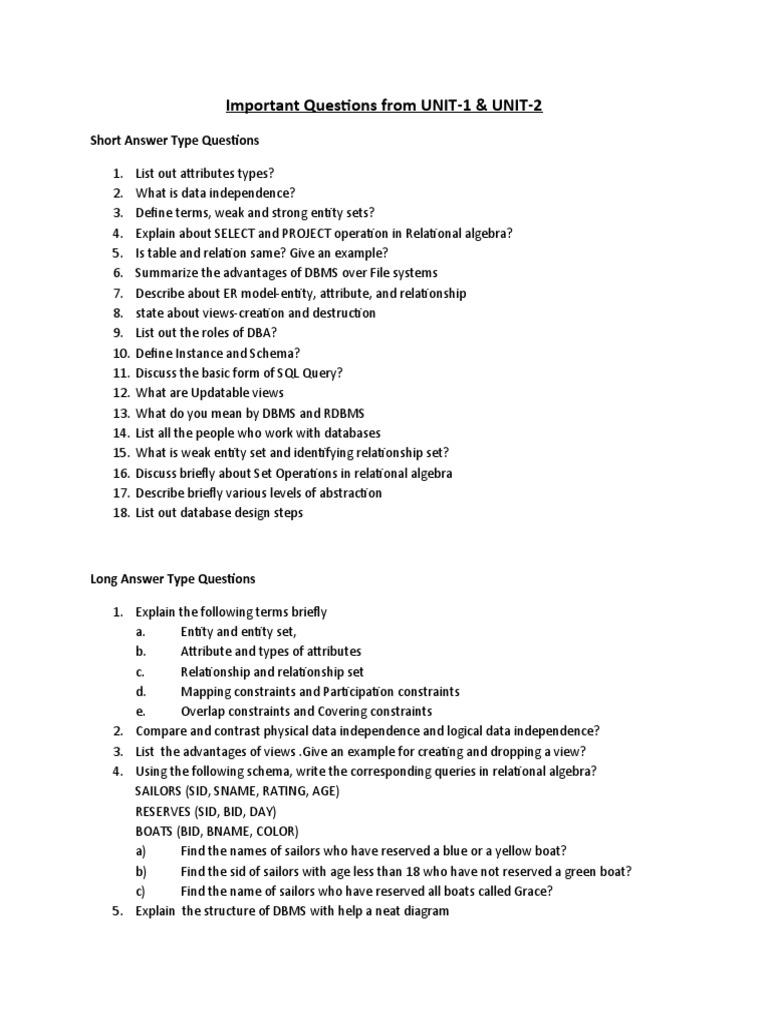 Important Questions of Dbms | PDF | Relational Database | Databases