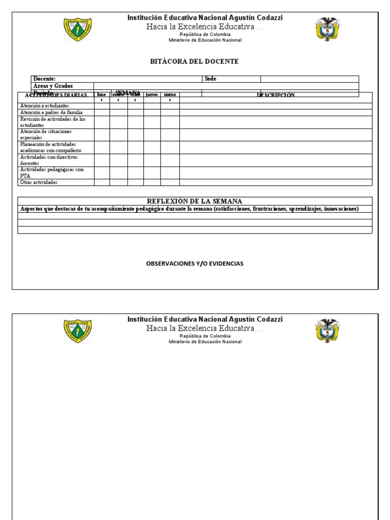 Formato Bitacora Del Docente | PDF