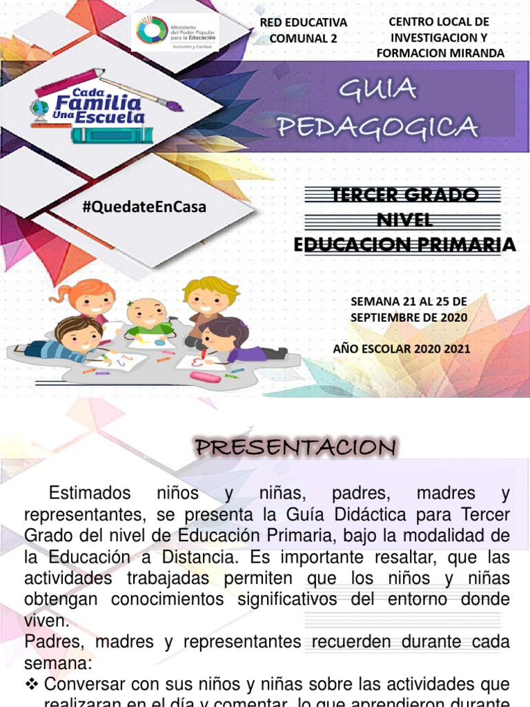 Guia Pedagogica para Tercer Grado 2020 2021 PDF | PDF | Educación avanzada