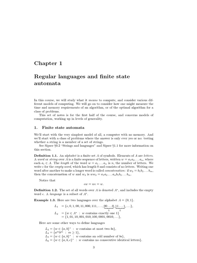 Regular Languages and Finite State Automata | Download Free PDF | Regular Expression ...