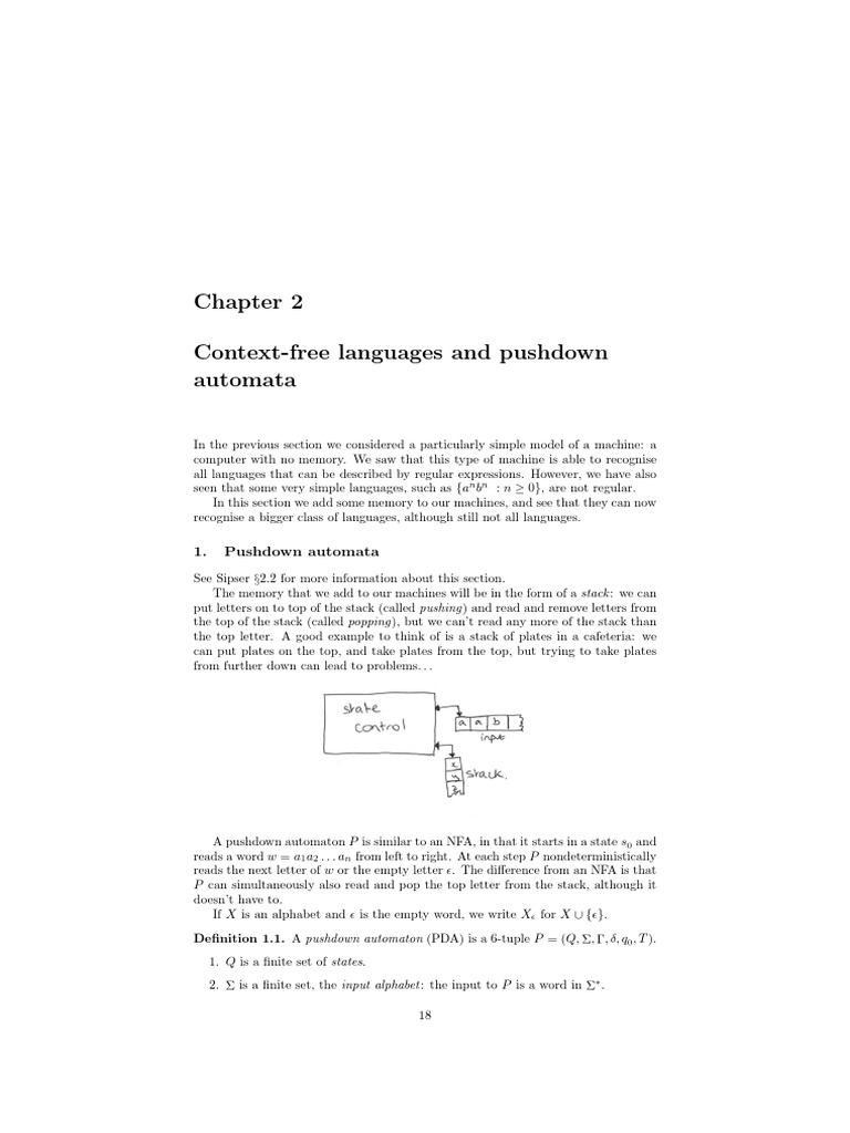 Pushdown Automata Recognize Context-Free Languages | PDF | Models Of Computation | Languages